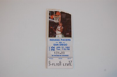 January 31, 1984 Indiana Pacers - San Diego NBA Basketball Ticket | eBay