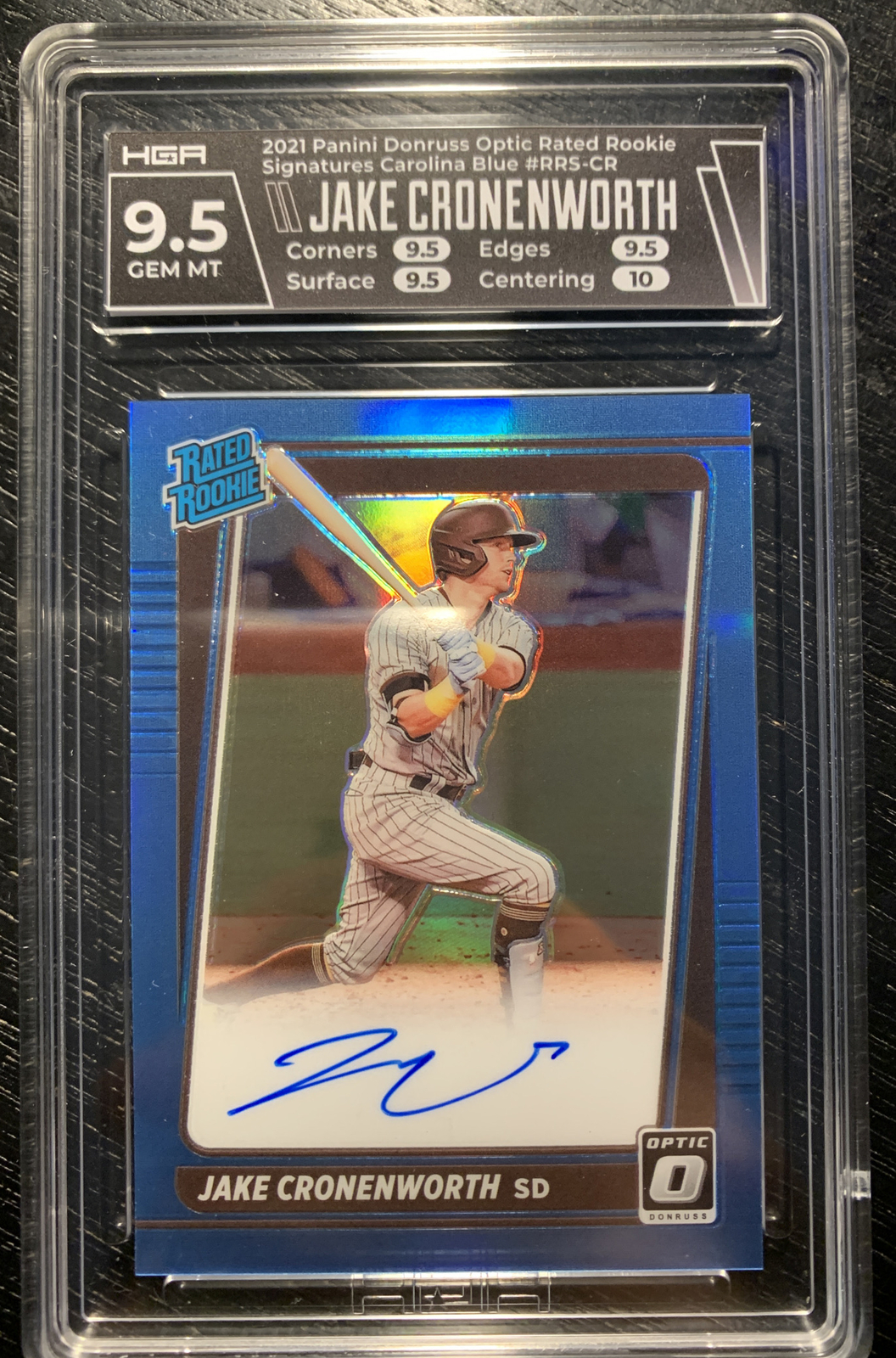 2021 Optic Jake Cronenworth Rookie Carolina Blue Auto /35 HGA 9.5 / 10 ...