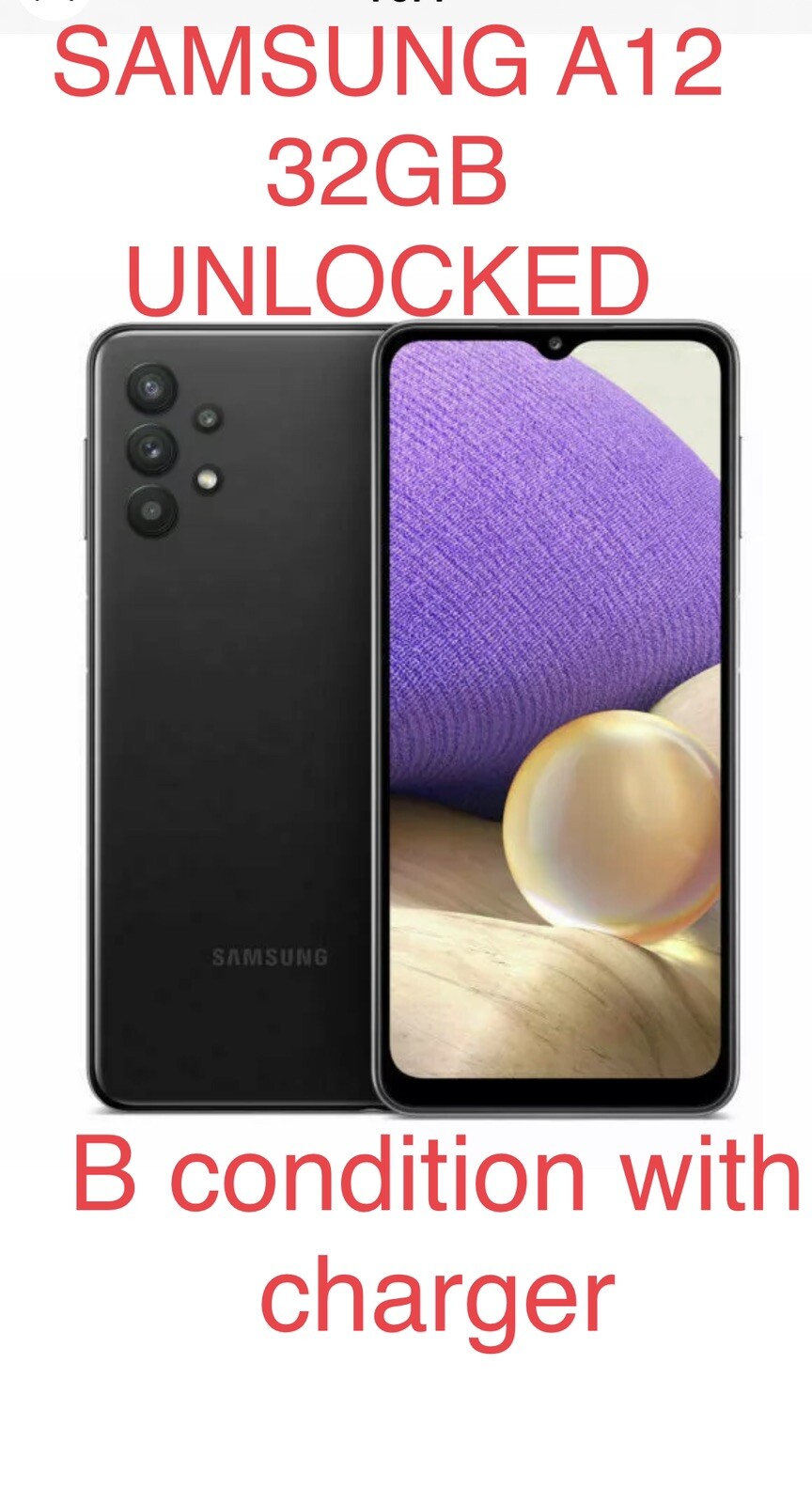 UNLOCKED Samsung Galaxy A12 SM-A125U - 32GB - Black (T-Mobile) (B stock ...