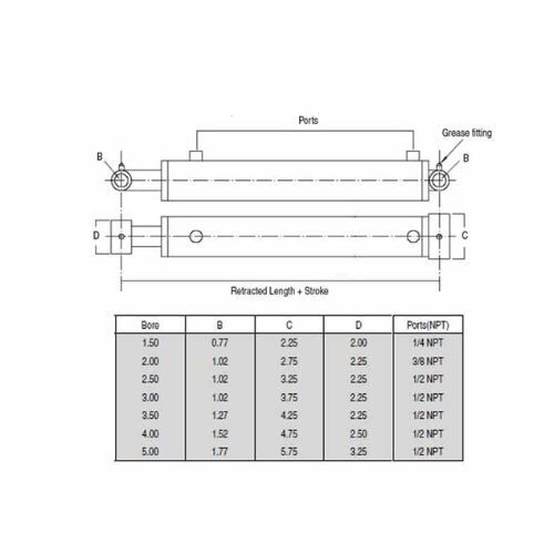 Welded Hydraulic Cylinder Cross Tube Mount 3" Bore X 20" Stroke 1-1/2 ...