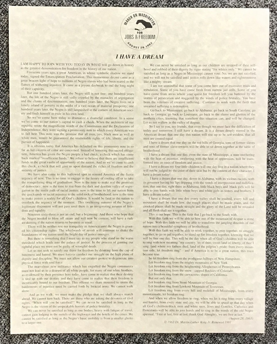 Martin Luther King Jr I Have A Dream Speech Text I Have A Dream
