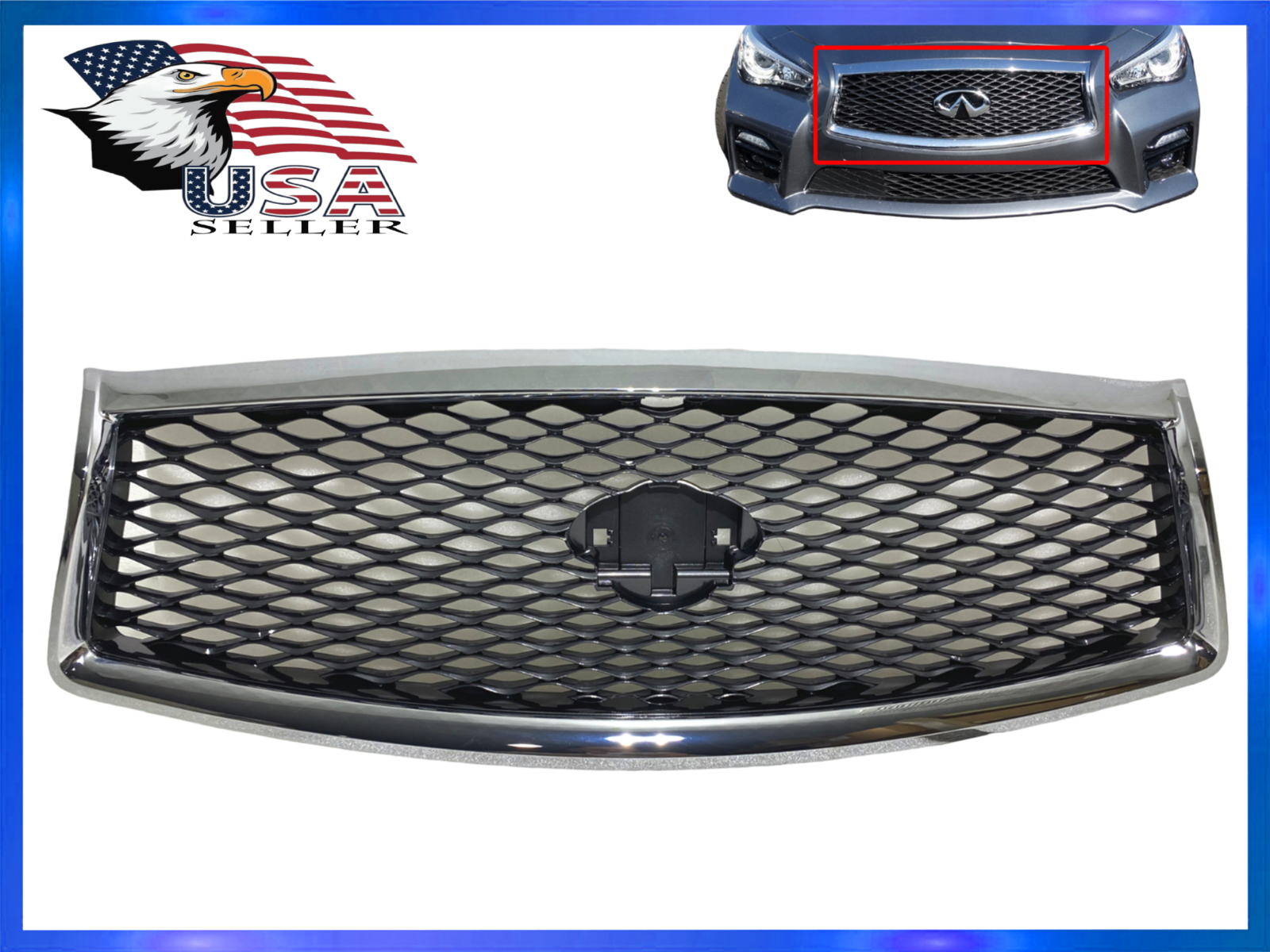 For 2014-2017 Infiniti Q50 Grille Front Bumper Upper Grille W Camera ...