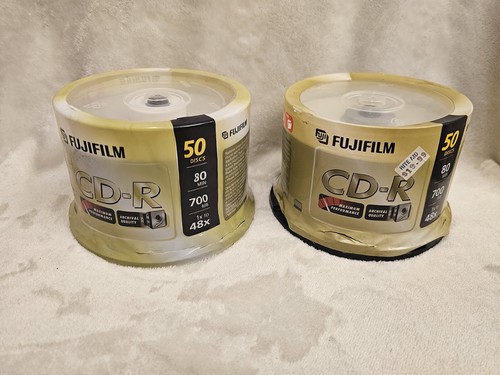 (2) Fujifilm CD-R 50 Pack Spindle 700MB 80MIN 48X Blank CD Discs 100 ...