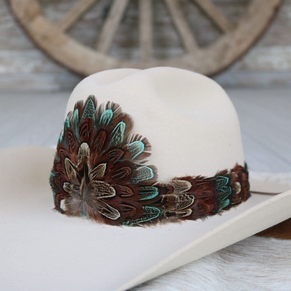 Blue Feather Hat Band for Western Cowboy Hats, Fits All Styles - Canyon ...