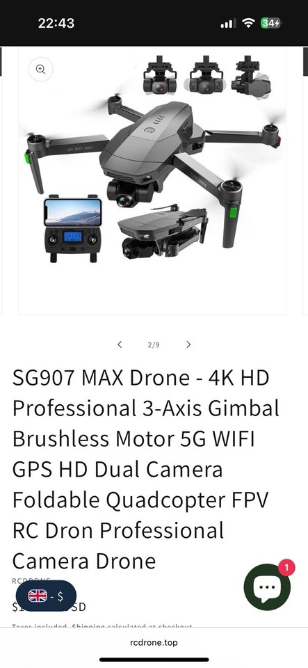 SG907 Max Drone 4k HD 3 Axis Gimbal Brushless Motor 5g WiFi GPS HD Dual ...