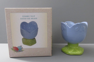 Cracker Barrel Ceramic "Blue Tulip" Easter Egg Holder | eBay