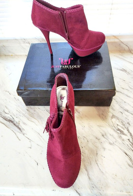 Just Fabulous Veruca raspberry suede stiletto booties 5 ¼” heel women’s ...