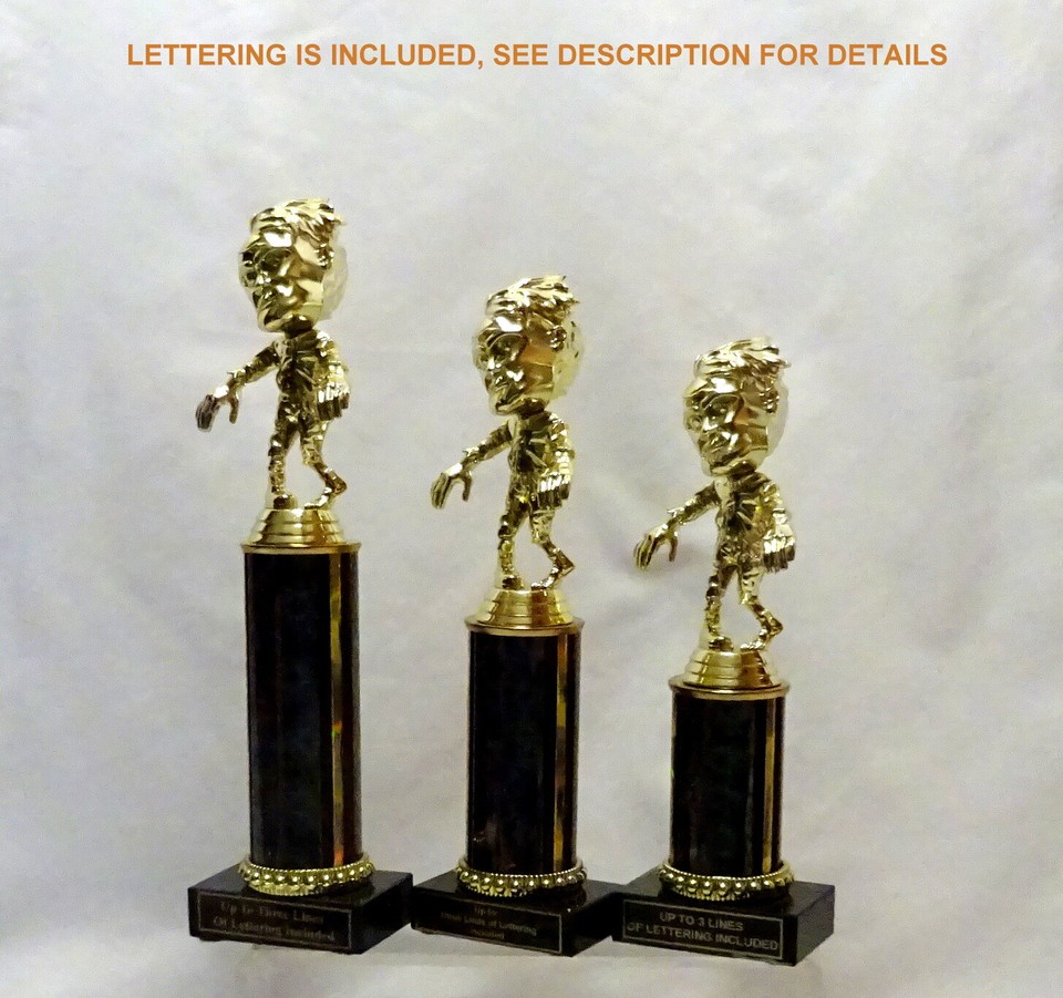 SET OF THREE HALLOWEEN TROPHIES ZOMBIE TROPHY HALLOWEEN COSTUME BLACK ...