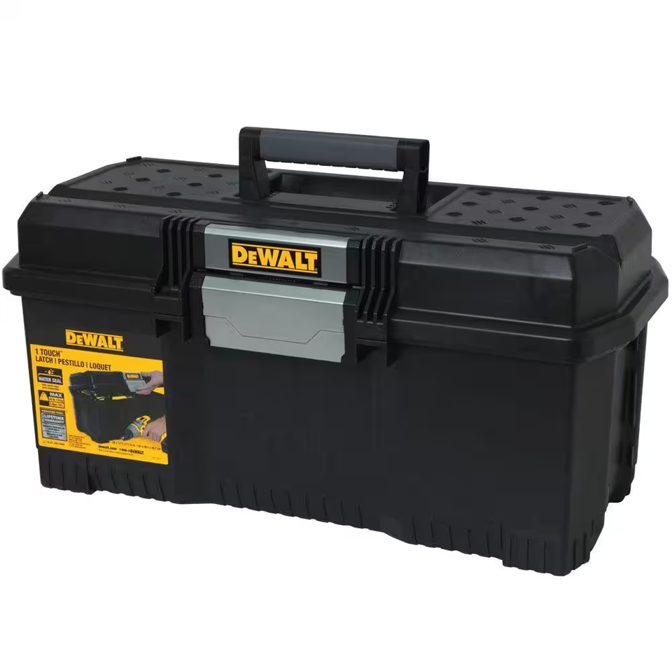 NEW 1-Touch Latch Tool Box 24 in Portable Removable Tray Waterproof Lid ...