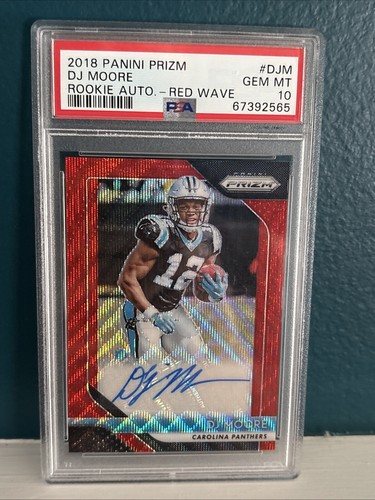 2018 Panini Prizm - Rookie Autographs Red Wave D.J. Moore /199 PSA 10 ...