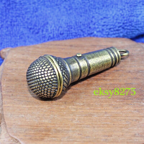Solid Brass Microphone Shape Pendant For Bag Wallet Keychains Keyrings ...