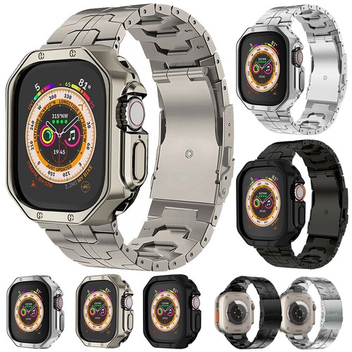 Titanium Steel iWatch Band Strap+TPU Case For Apple Watch Series 8 7 6 ...