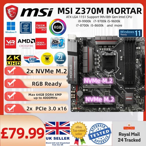 MSI Z370M MORTAR mATX motherboard LGA1151 For Intel 8th 9th gen i3 i5 ...