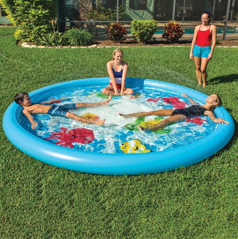Giant Splash Pad Inflatable 10 Ft Diameter Wading Pool with Sprinkler ...