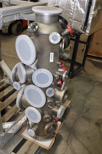 LARGE STAINLESS VACUUM CHAMBER MANIFOLD LEYBOLD 4FT TALL | eBay