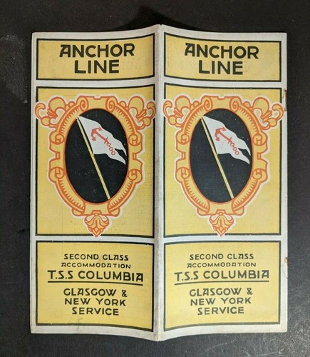 Vintage TSS Columbia Anchor Line Second Class Accommodation Brochure | eBay