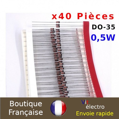 X40 Pcs Diode Zener do-35, Série BZX55C 43V, BZX55C43V 0,5W 500mW 7416C ...
