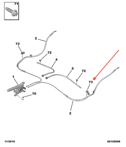PEUGEOT 2008 Handbrake Cable Kit 9801789780 New Genuine | eBay