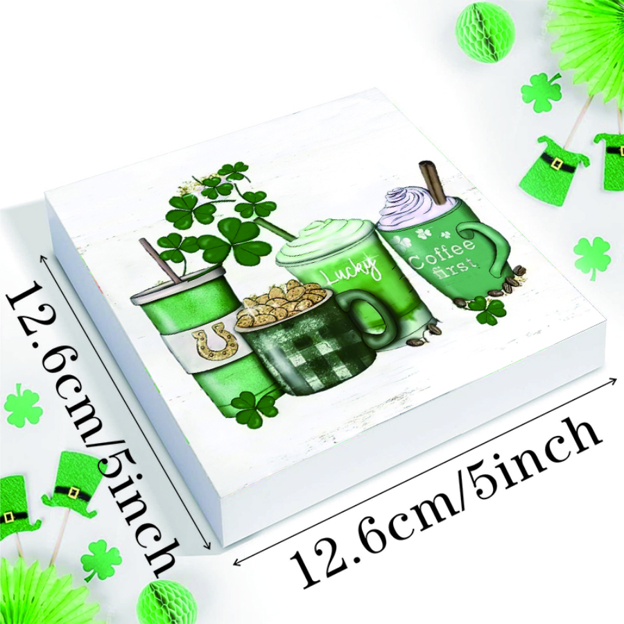 2D 1P Wooden Box Sign Green Drinking Lucky Clover St. Patrick's Day ...