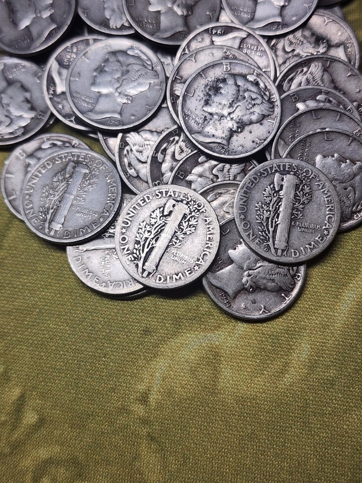 40's Mercury Dime Roll 50 Coin Lot Mixed Years (41-44) & Mints. Mixed ...