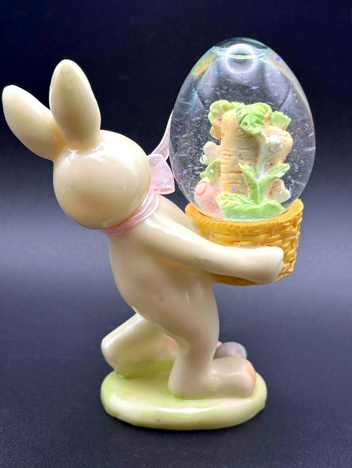 Charming Easter Bunny Snow Globe Figurine with Transparent Egg | eBay