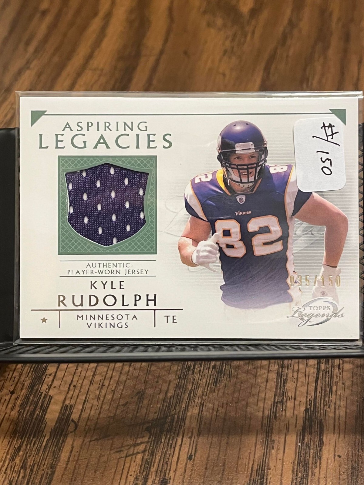 KYLE RUDOLPH 2011 TOPPS LEGENDS ASPIRING LEGACIES ROOKIE RELIC JERSEY ...