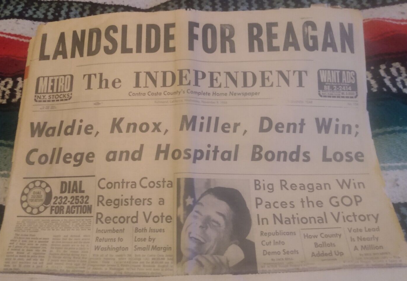 Ronald Reagan Newspapers (3) 1966, 1980, 81 Calif Governor, US Pres ...