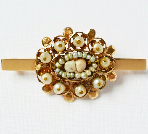 Antike Biedermeier Brosche 14 Karat 585 Gold 4,54 g Gelbgold ...