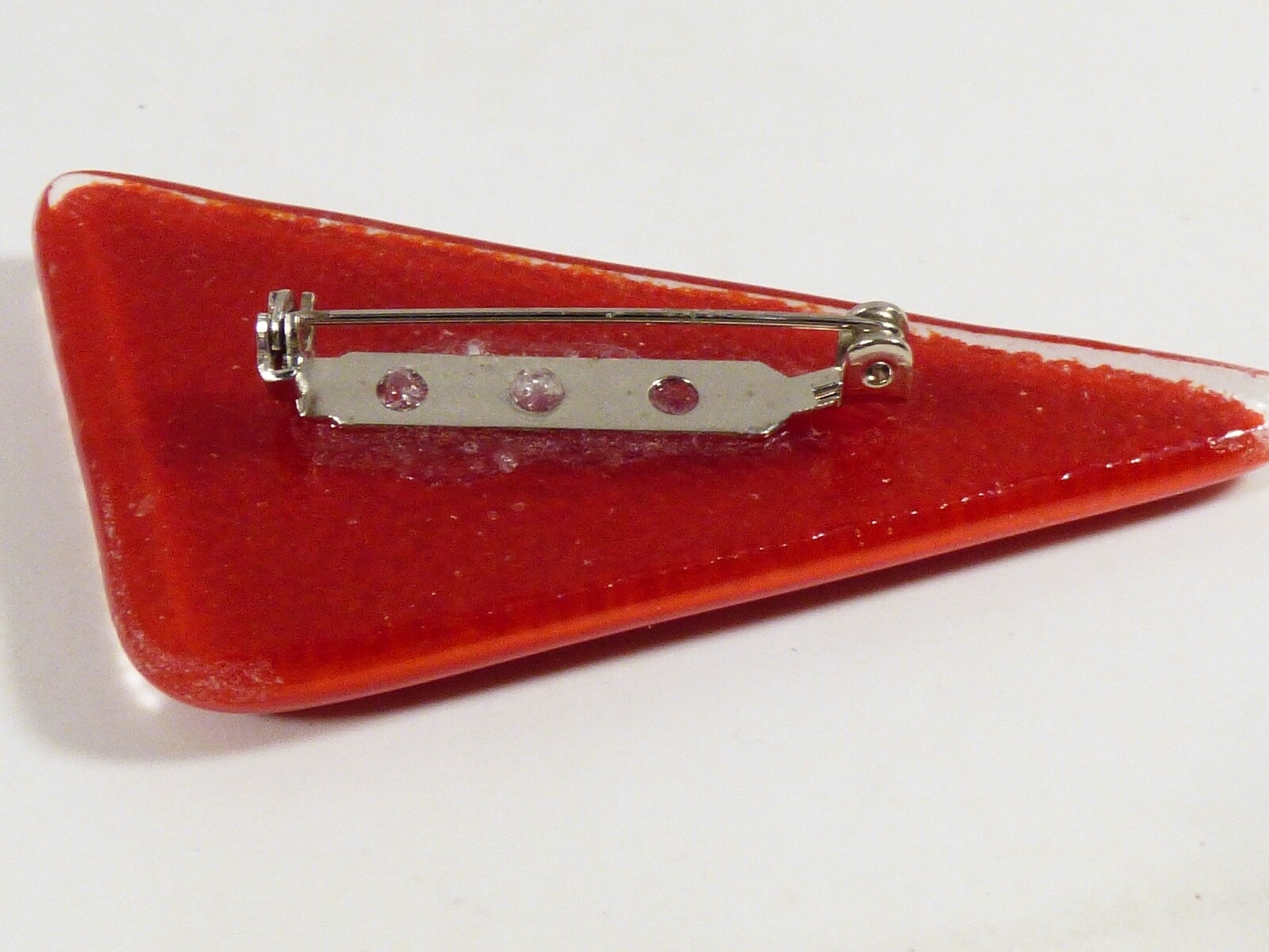 VTG Mid Century Red & Iridescent Art Glass Triangle shape Pin Brooch | eBay