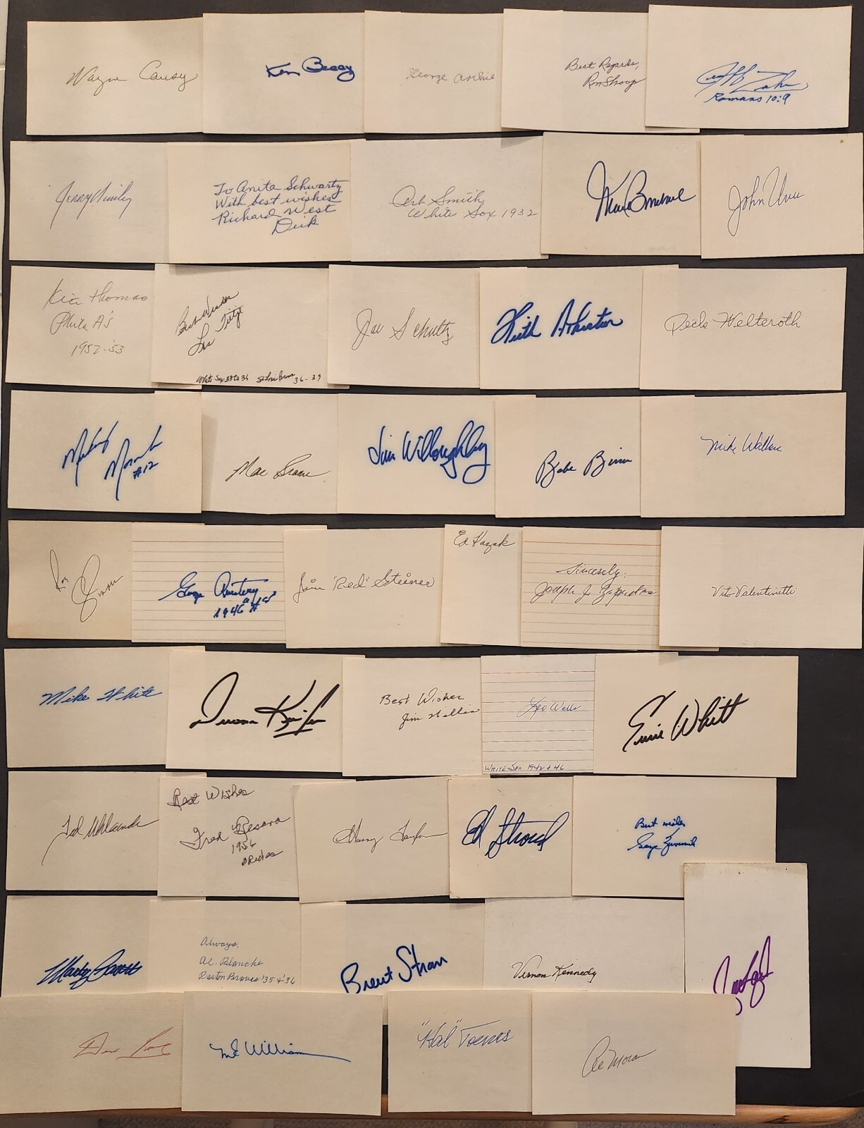 COLLECTION of FORTY-FIVE Autographed Signed Vintage Baseball 3x5 | eBay