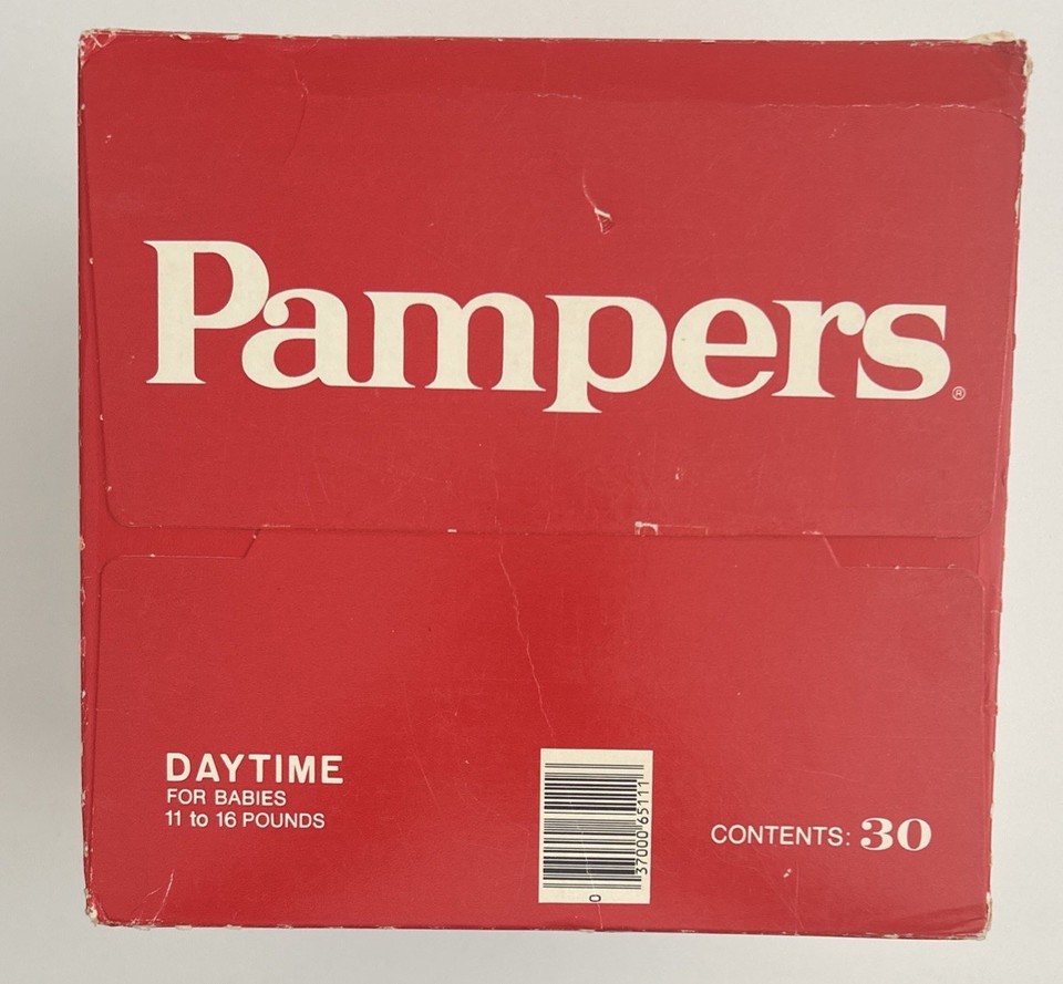 Vintage 1970’s Pampers Diapers Red Box 30 Daytime for Babies 11 to 16 ...