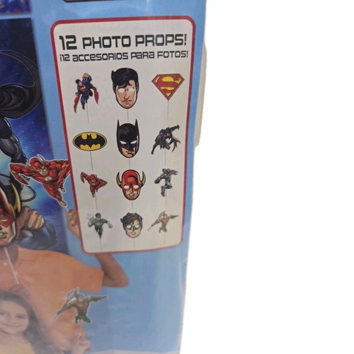 JUSTICE LEAGUE Scene Setter birthday party kit 12 photo booth props ...