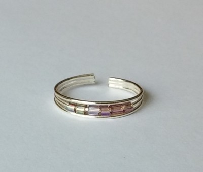 Silver Adjustable Purple Beaded Toe Ring New | eBay