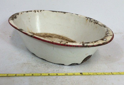 Antique Vtg Distressed Metal Porcelain Enamelware Extra Large Farm ...