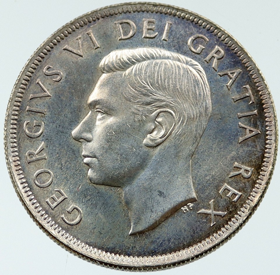 1949 CANADA UK King George VI SHIP Newfoundland OLD Silver Dollar Coin ...