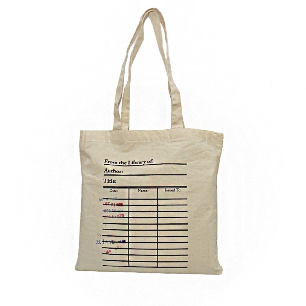 Library card tote bag. Library card with day due stamps handbag. Book ...