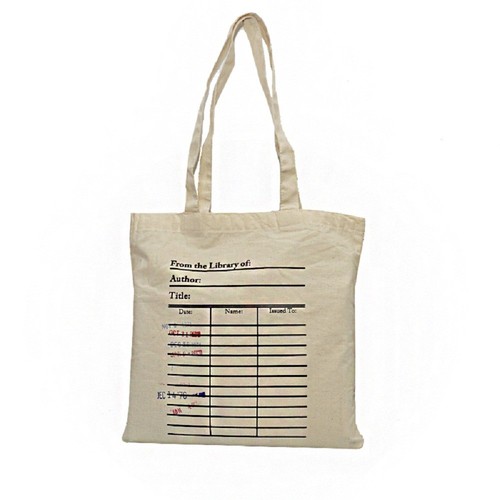 Library card tote bag. Library card with day due stamps handbag. Book ...