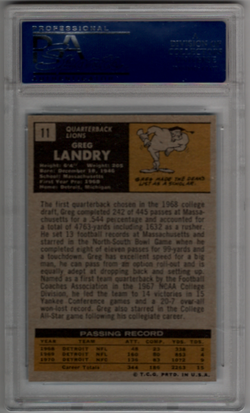 1971 Topps Greg Landry #11 PSA 9 Mint Detroit Lions QB | eBay