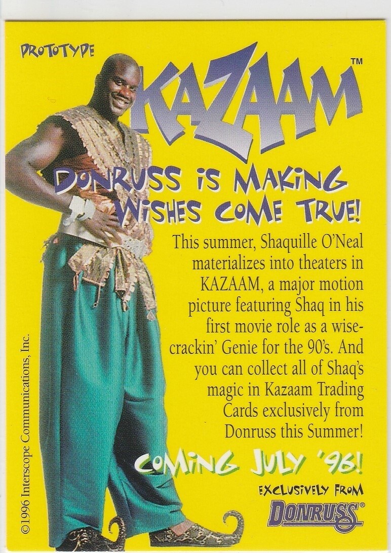 SHAQUILLE O'NEAL Shaq RARE KAZAAM Hollywood Genie Movie Card BASKETBALL ...