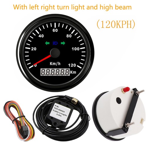 Universal 85mm 3-3/8" GPS Speedo 0-120KPH Odometer With light Red LED ...