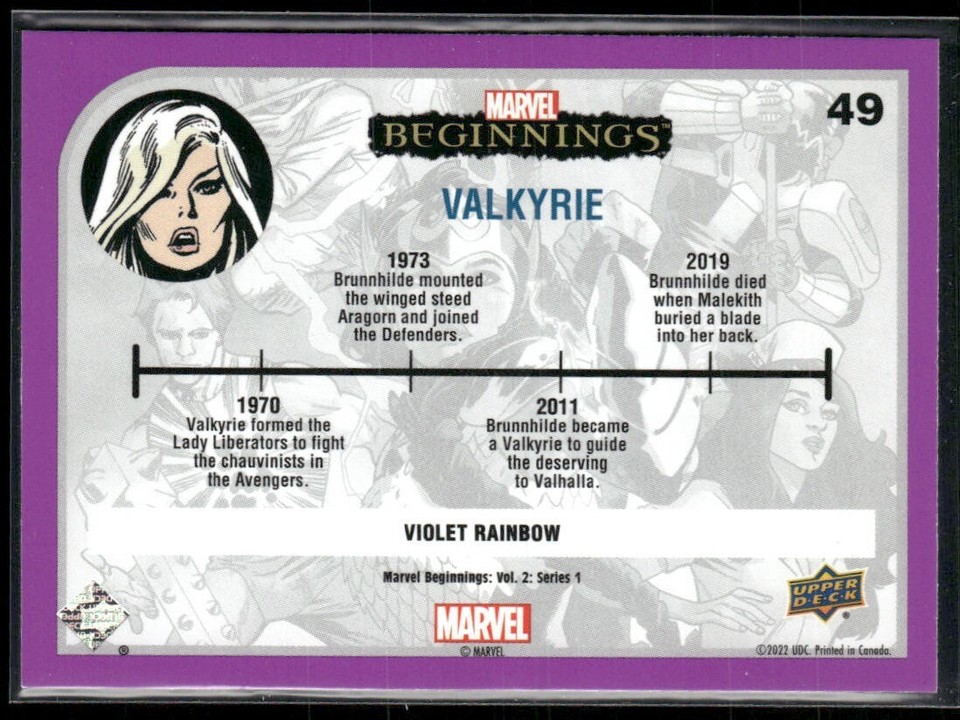 2022 Upper Deck Marvel Beginnings Violet Rainbow #49 - Valkyrie | eBay