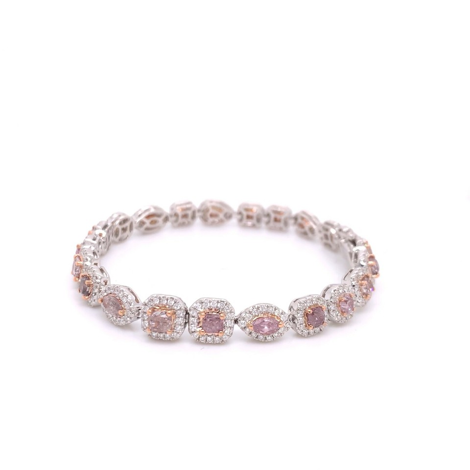 Real Pink Diamonds - Bracelet 7.65ct Natural Fancy Pink Purple Diamonds ...