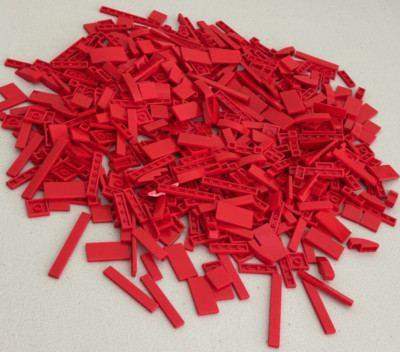 LEGO Lot (60) RED 2x2 2x4 1x4 1x6 1x8 4162 6636 87079 Finishing Smooth ...