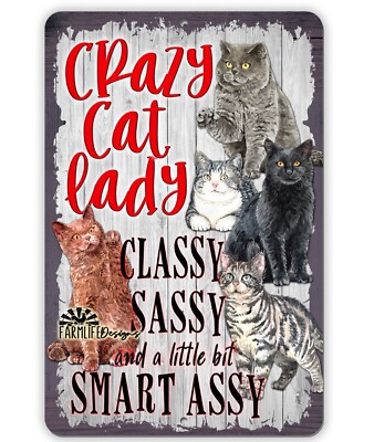 Crazy Cat Lady sign, cats lover gift, wall art, decor, indoor outdoor ...