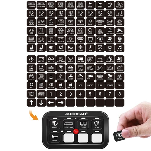 AUXBEAM Balck 120PCS Switch Panel Sticker Switch Labels For 6 Gang / 8 ...