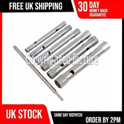 7PC TUBULAR BOX WRENCH SET 6MM TO 17MM TUBE SPANNERS DEEP METRIC SOCKET ...