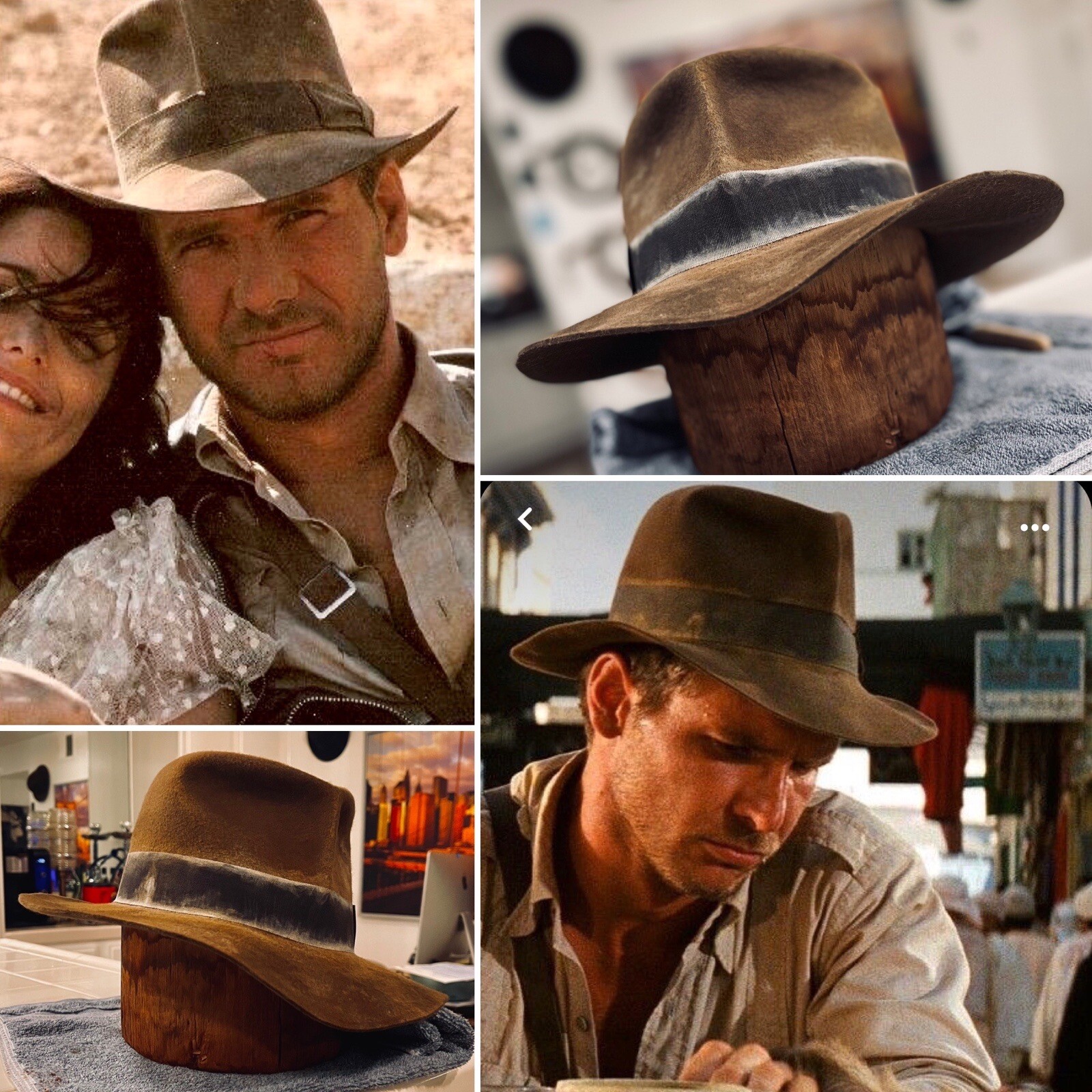 INDIANA JONES FEDORA RABBIT FELT HAT - F&G CUSTOMS WEATHERED OR NON ...