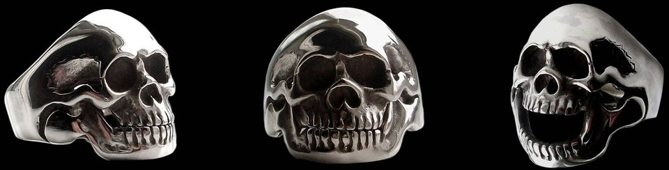Skull Ring, Sterling Silver Skull Ring, Movable Jaw Skull Ring, All ...