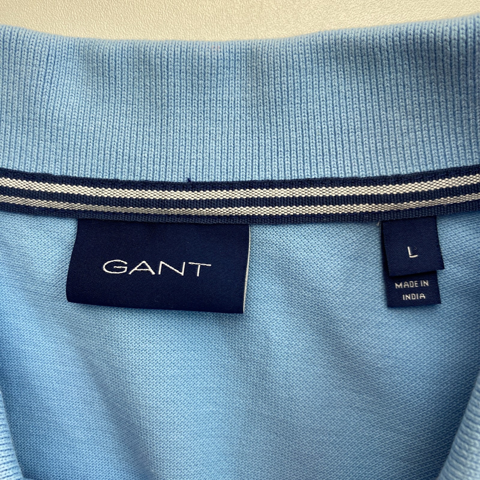 GANT Bleu Clair Solide Pique Rugby Polo Taille L | eBay