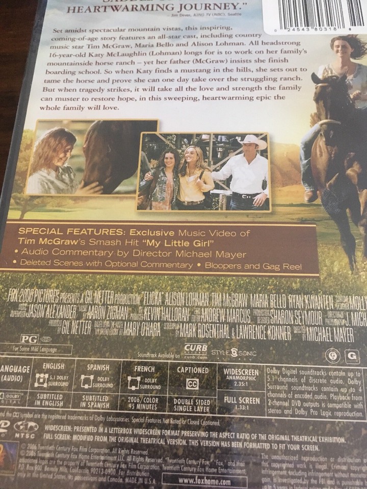 Flicka (DVD, 2014) Alison Lehman Tim McGraw Maria Bello NEW 24543797746 ...